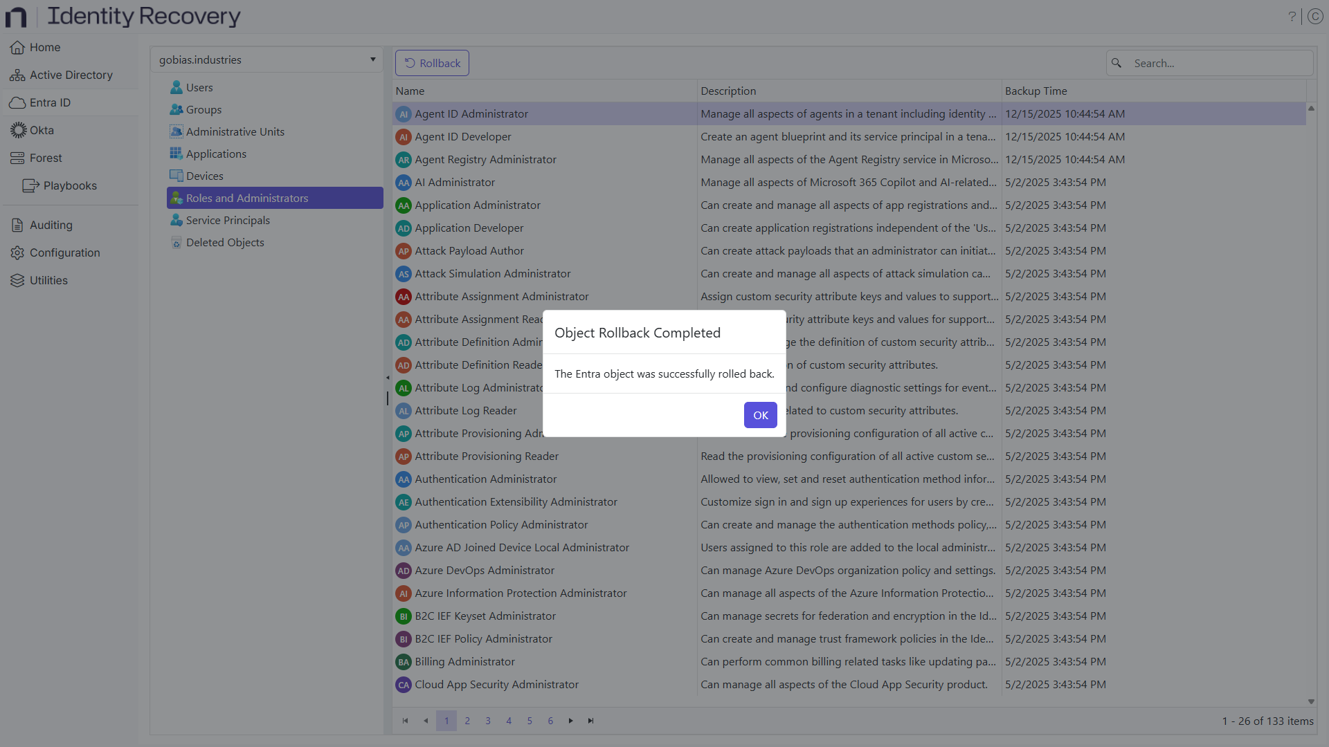 Rollback Objects | Netwrix Product Documentation