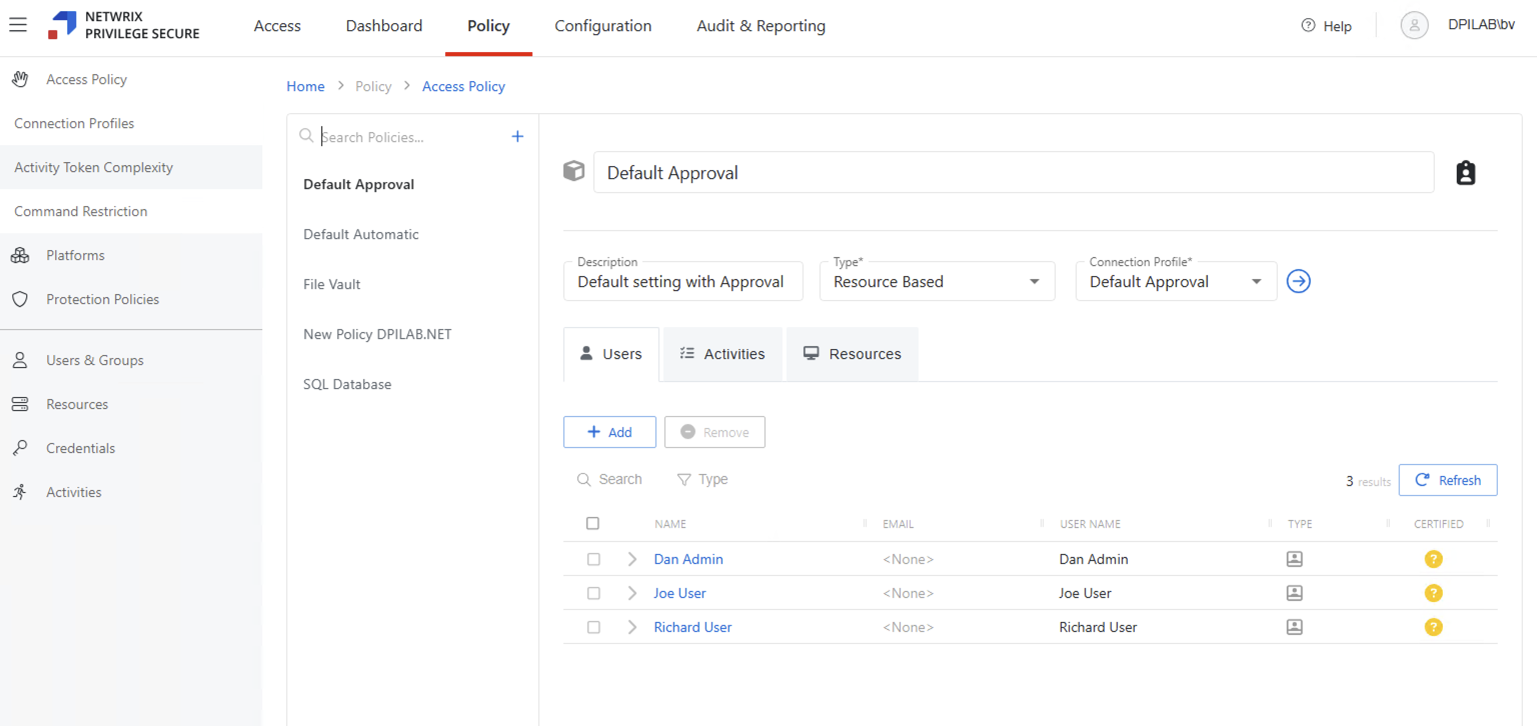 Policy Interface | Netwrix Product Documentation