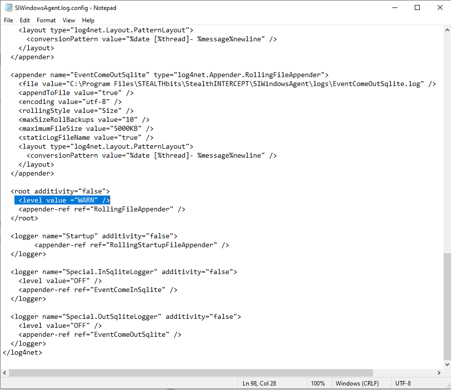 Enabling debug logging on the Netwrix Threat Manager Windows agent ...