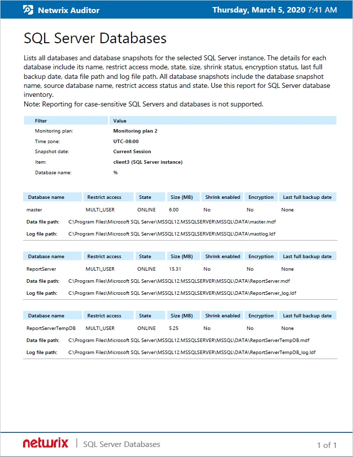 SQL Server Databases | Netwrix Product Documentation
