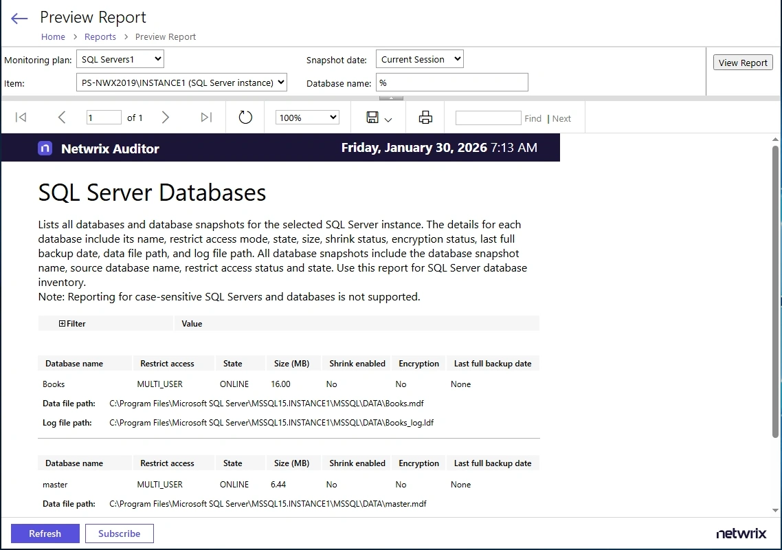SQL Server Databases | Netwrix Product Documentation